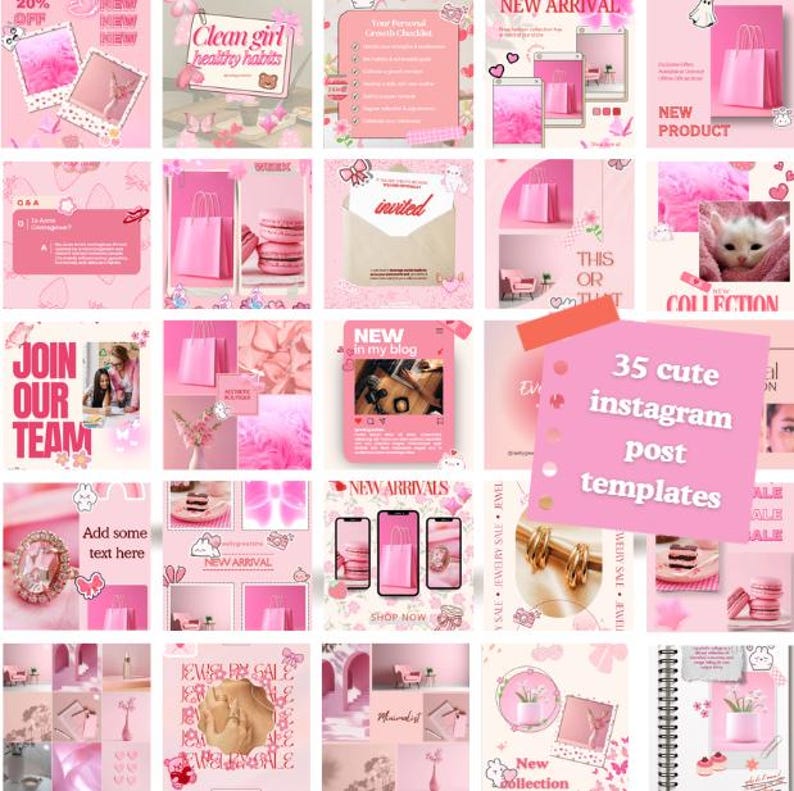 Cute Instagram Templates | Pastel Aesthetic IG Posts | Editable Small ...