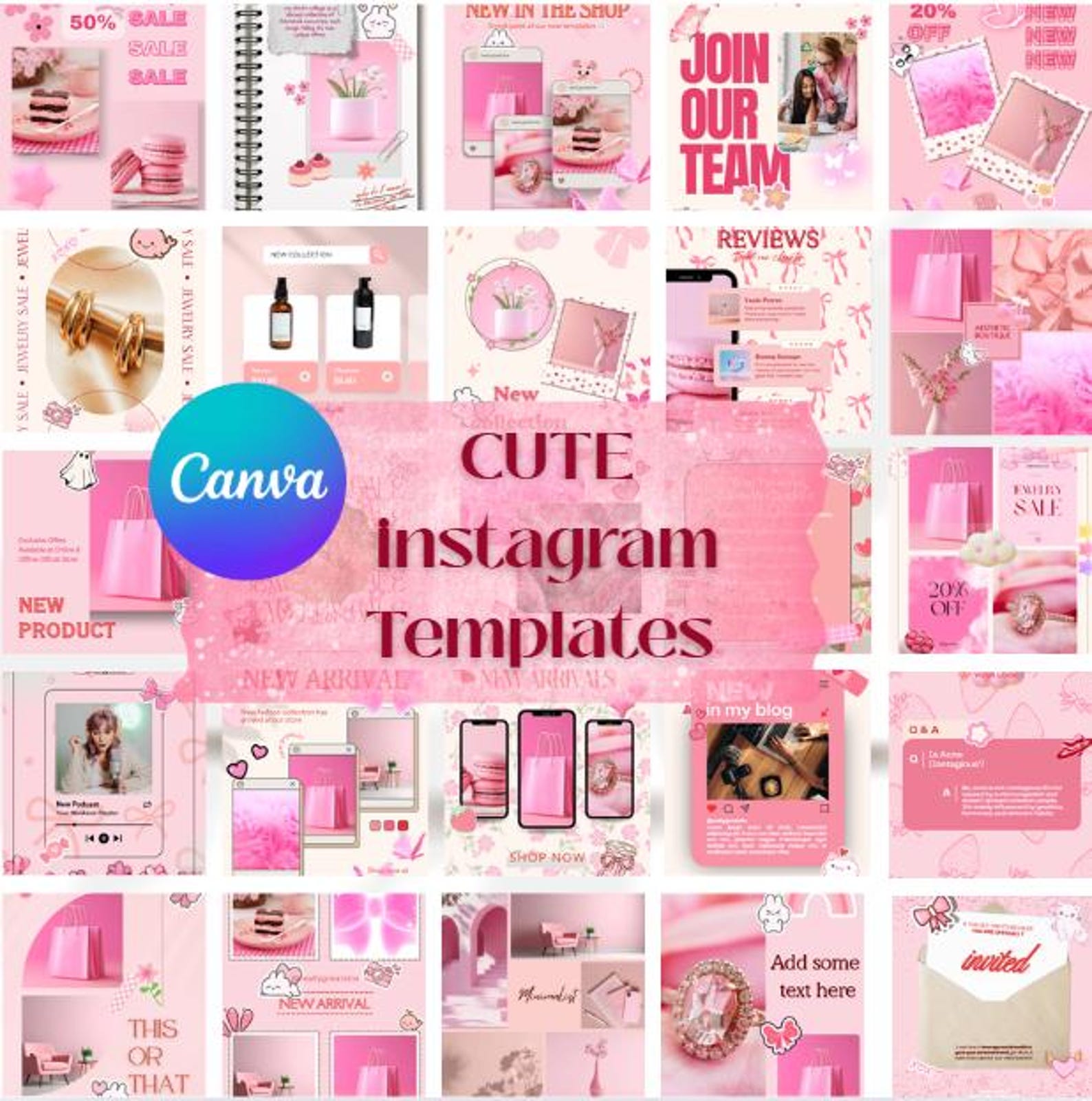 Cute Instagram Templates | Pastel Aesthetic IG Posts | Editable Small ...