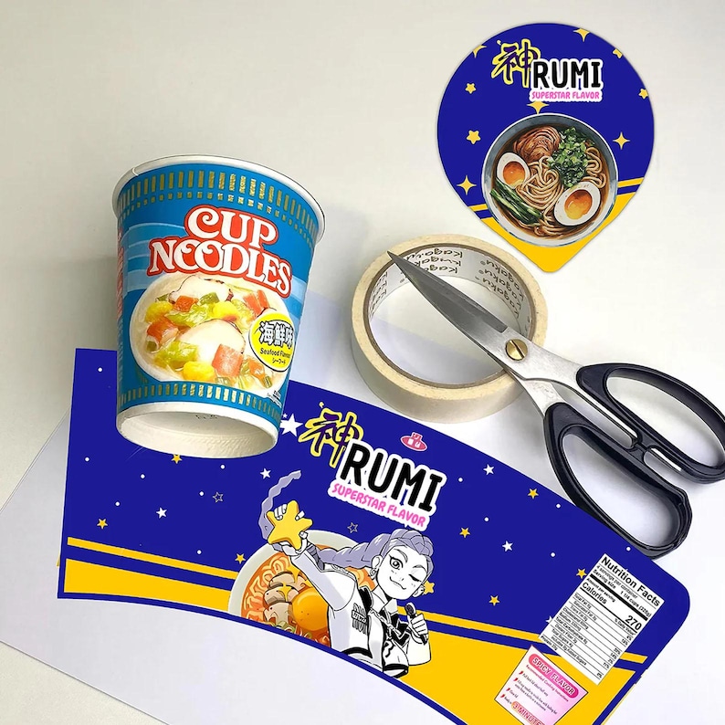 Kpop Demon Hunters Cup Noodle Labels Ramyeon, Cosplay Party Huntrix ...