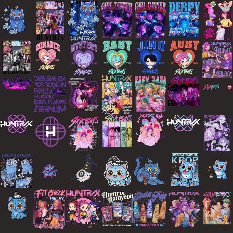 680 Huntrix Kpop Demon Hunters PNG SVG, Kpop Idol Group Shirt Design ...
