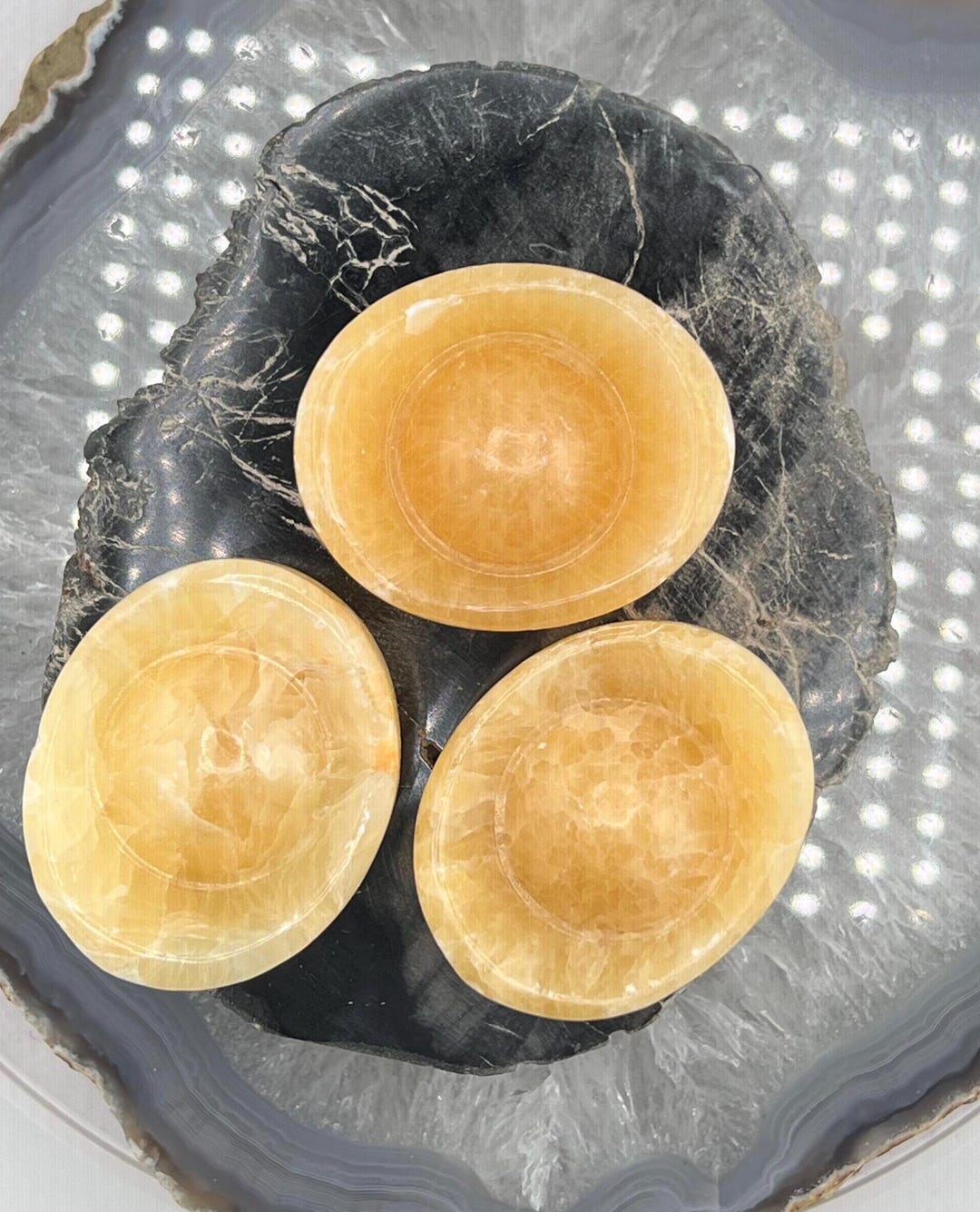 Mini Honey Calcite Money Bowl • Feng Shui Ingot, Wealth Crystal - Etsy