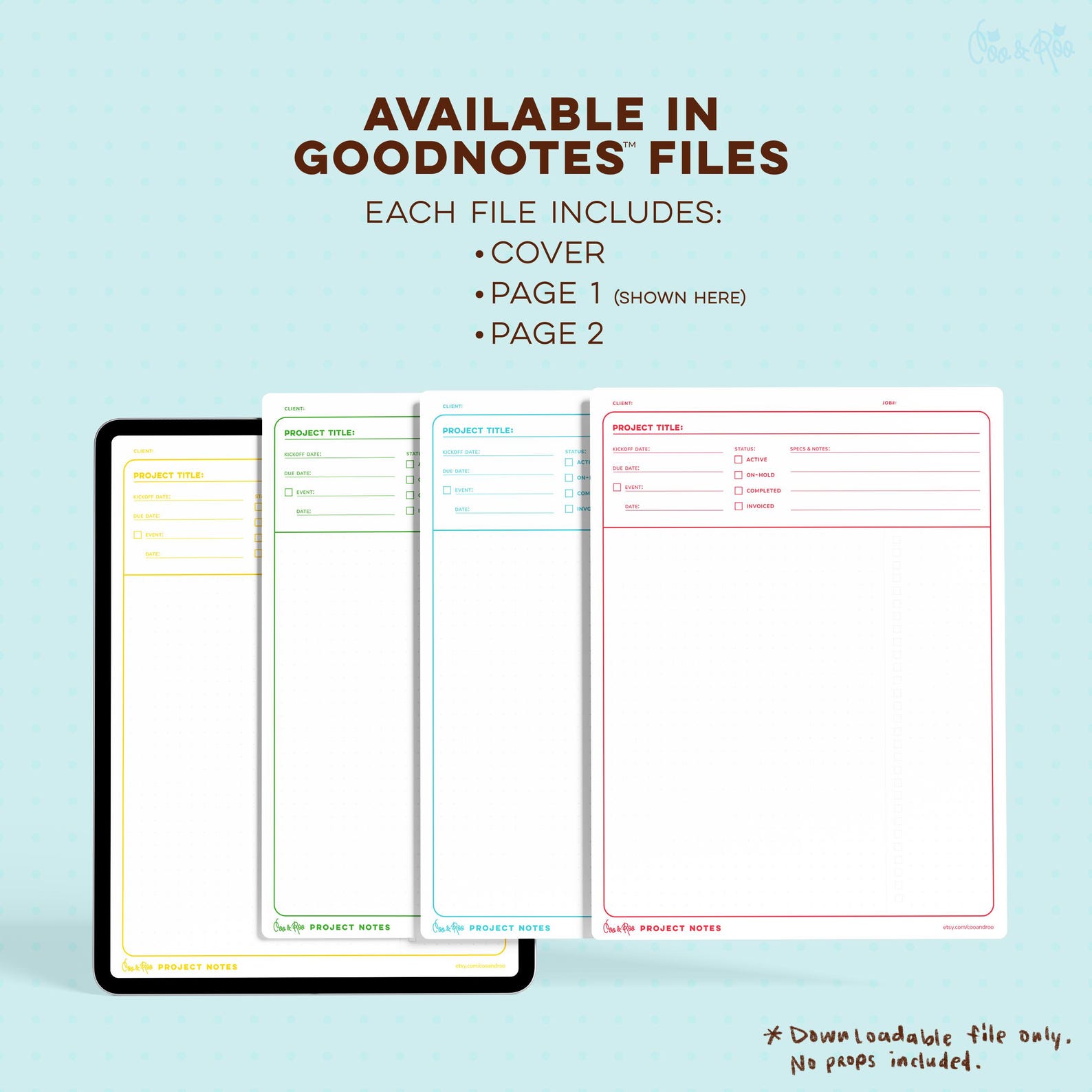 Project Notes—project Management Template for Goodnotes COLOR BUNDLE ...
