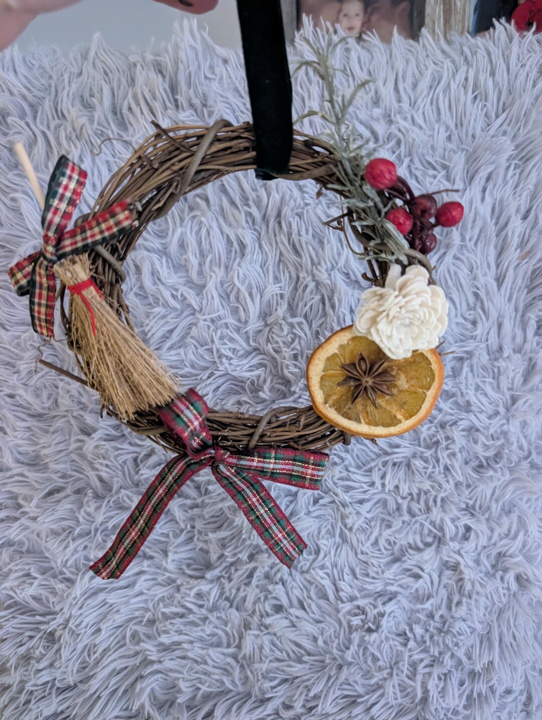 Mini Festive Yule Wreath, Witch Broom, Christmas, 6 Inch - Etsy