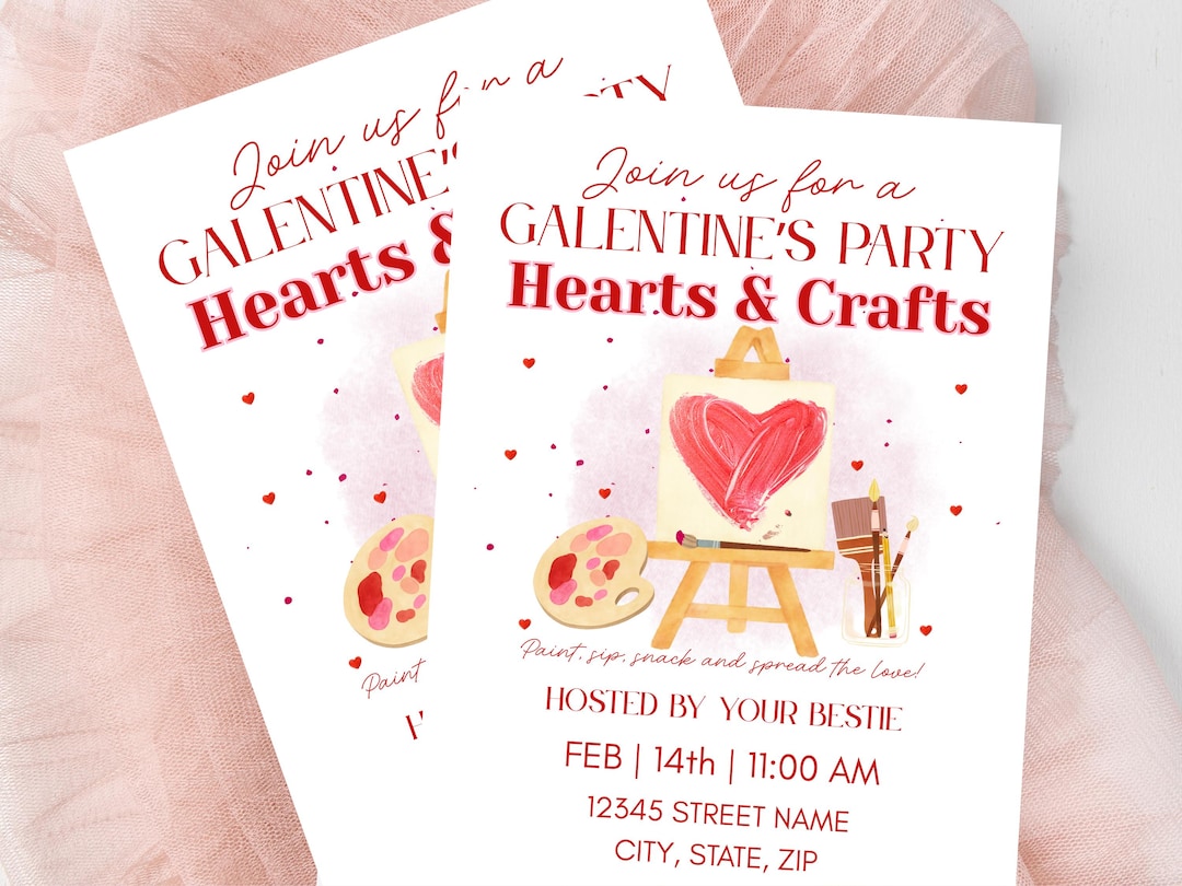 Galentine's Paint & Sip Invitation | Paint Party Invite Canva Template ...