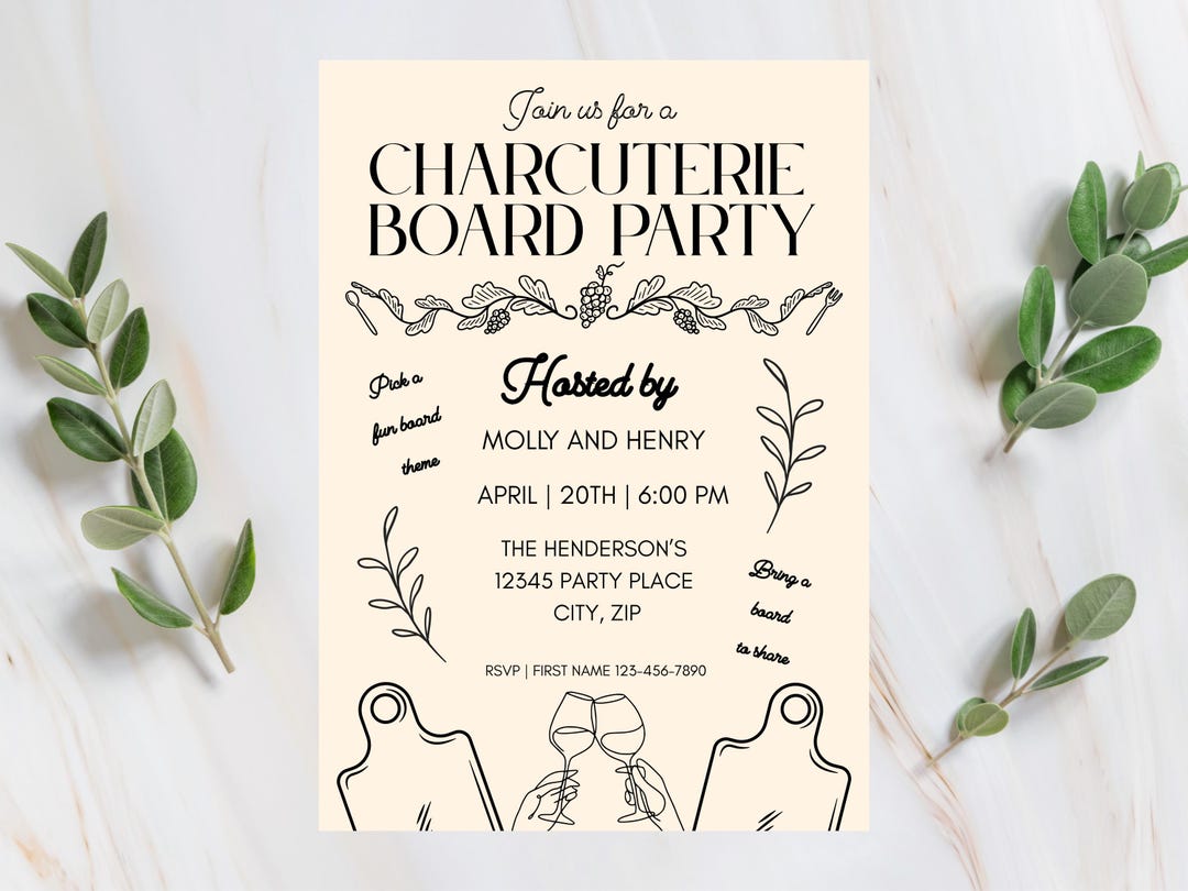 Charcuterie Party Invitation, Bring Your Own Board Invite, Canva ...