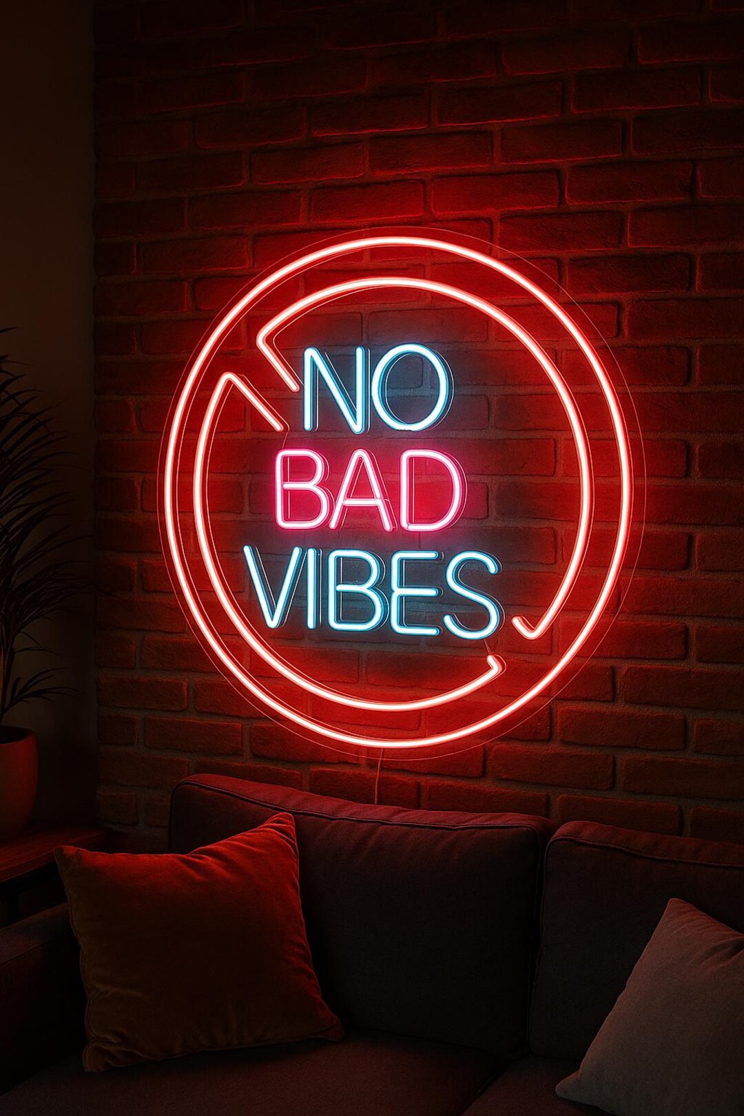 No BAD VIBES Neon Sign – Motivational Quote LED Neon Light, Positive ...