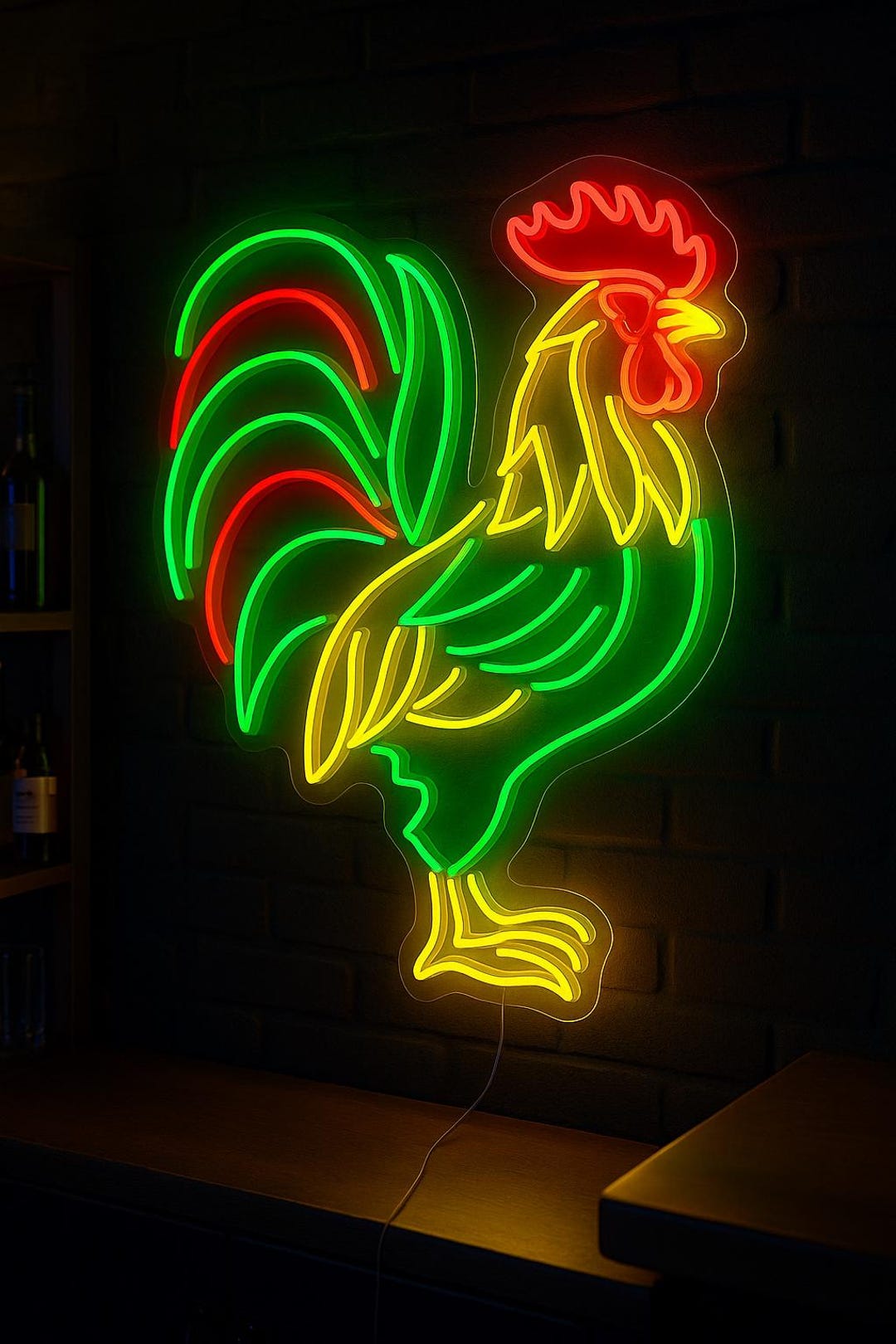 Rooster Neon Sign – Farmhouse LED Wall Art – Rustic Chicken Neon Light ...