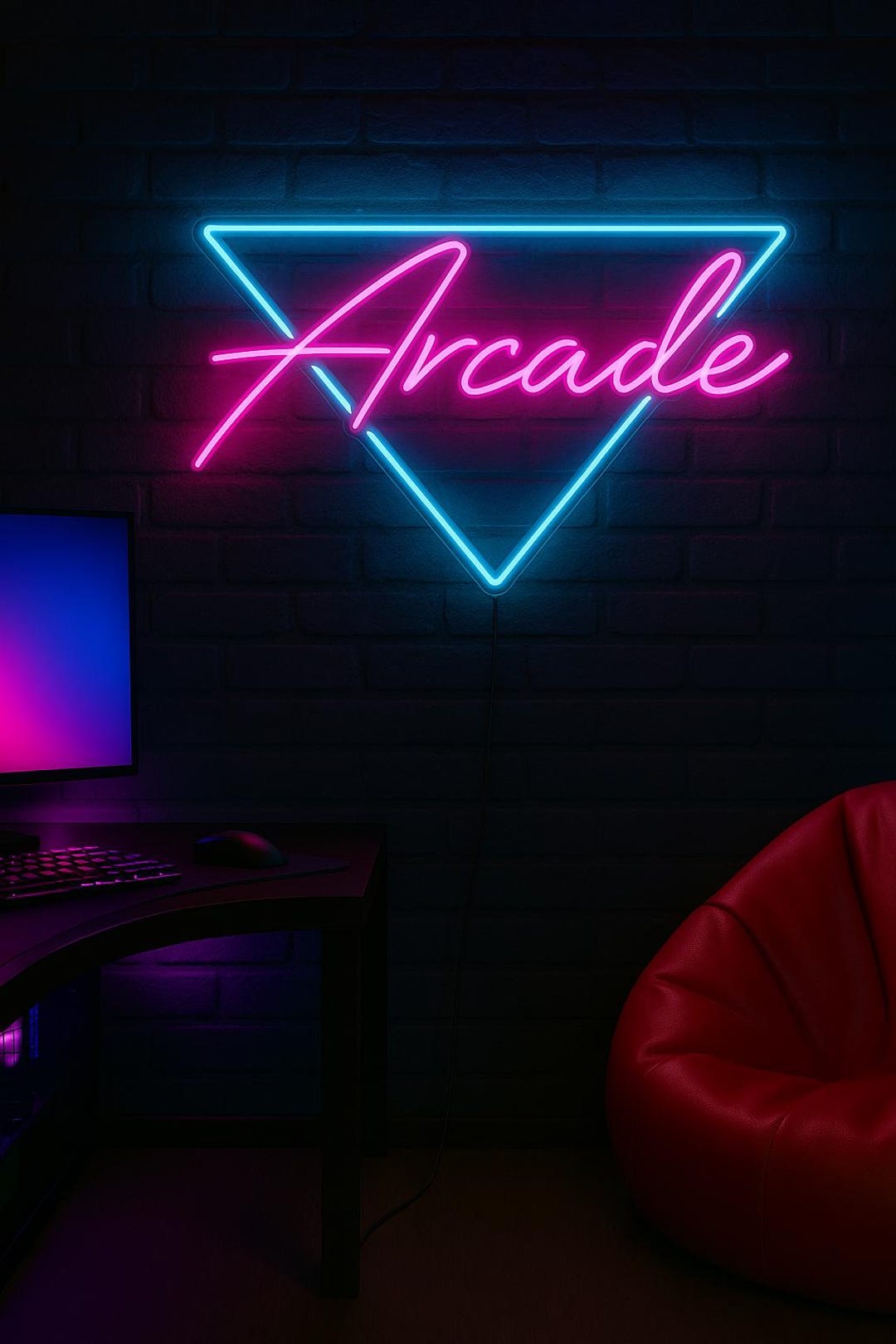 Arcade Neon Sign – Retro LED Wall Light for Game Room, 80s Style Neon ...