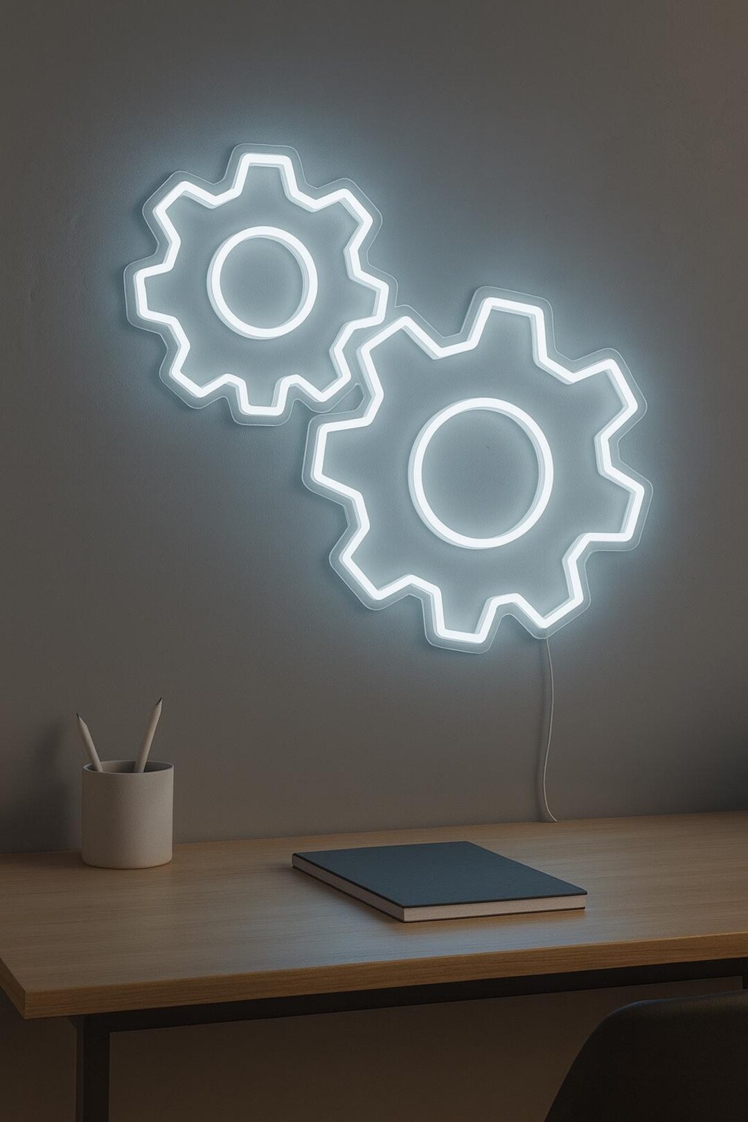 Gears Neon Sign Wall Light for Office Gaming Setup Workshop Decor Neon ...