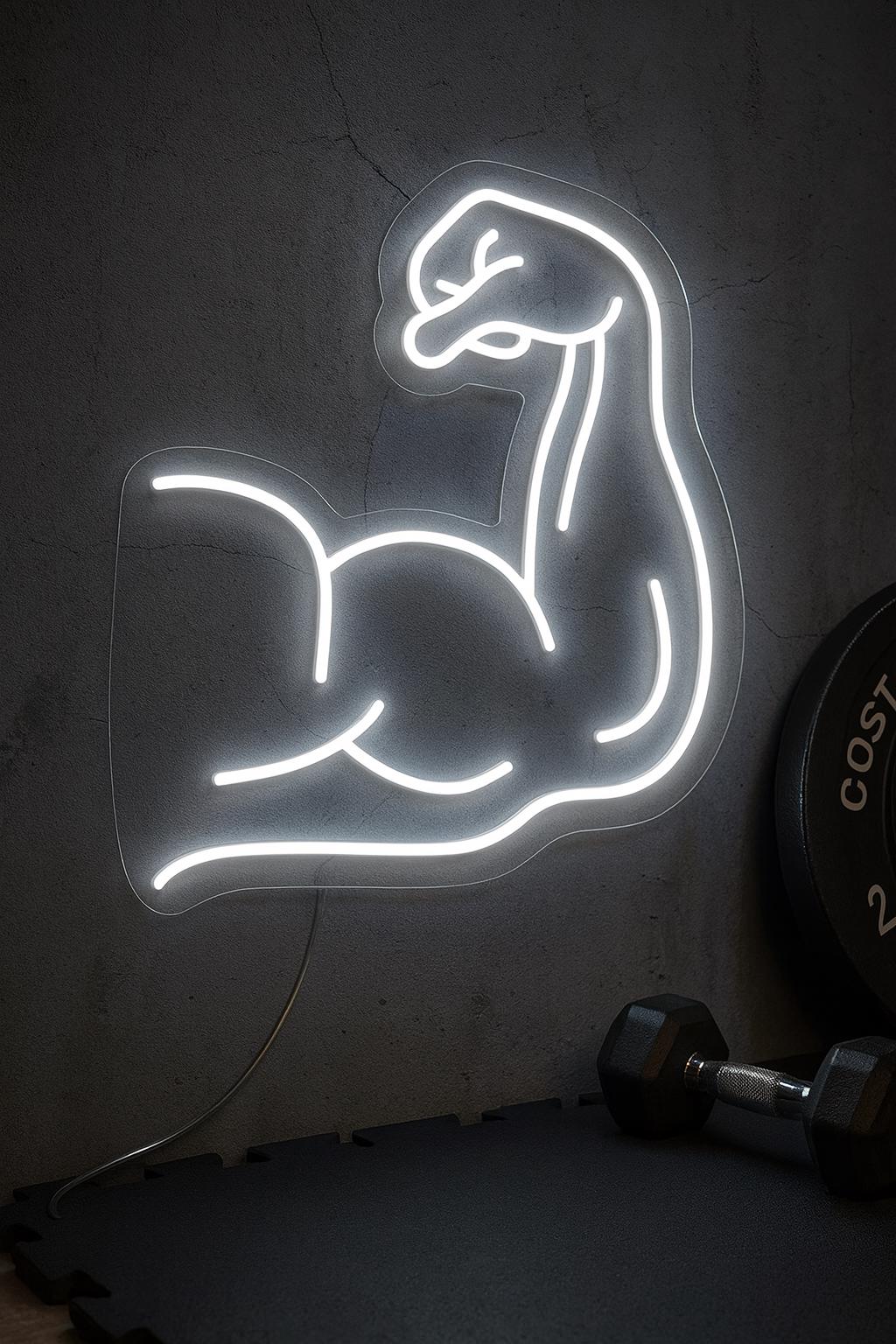 Muscle Bicep Neon Sign Flex Arm LED Sign Home Gym Wall Light Fitness ...