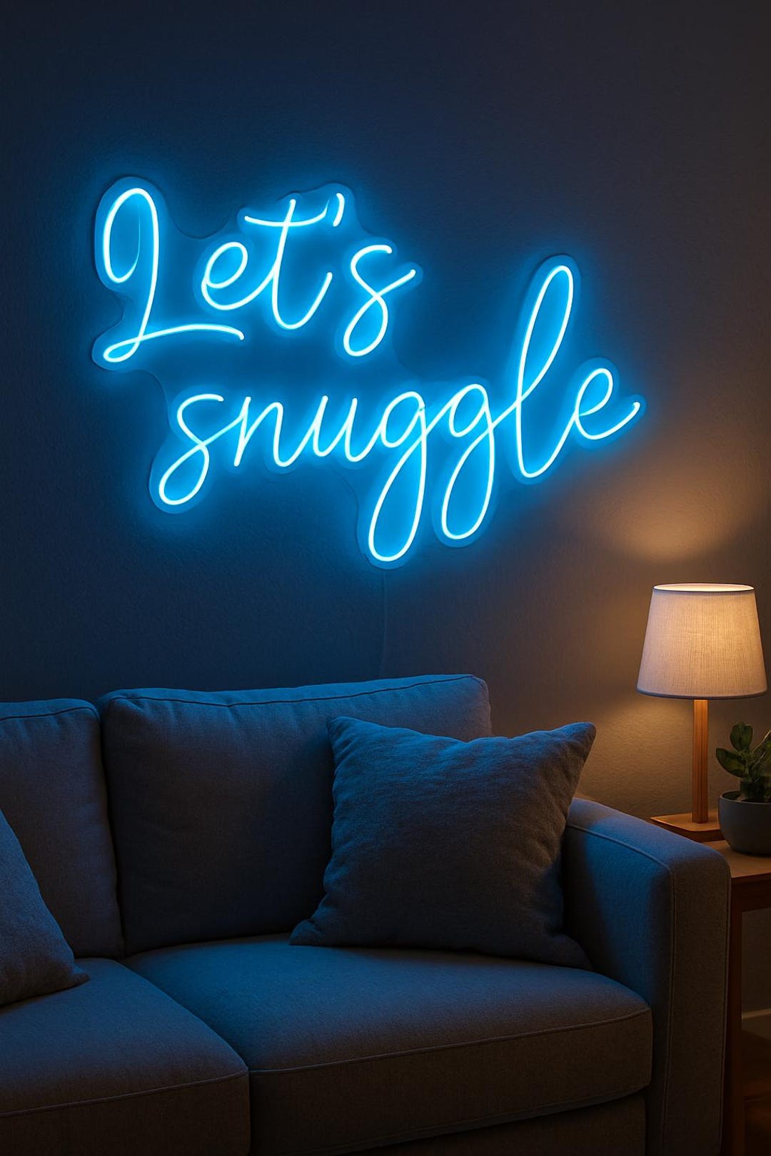 Lets Snuggle Neon Sign Cute Romantic Neon Wall Sign Cozy Quote LED Neon ...