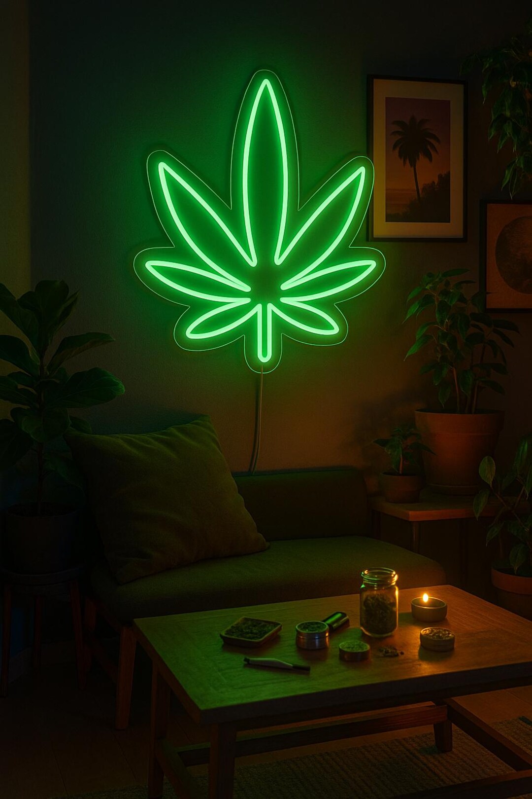Cannabis Leaf LED Neon Sign Marijuana Wall Light 420 Room Decor Stoner ...