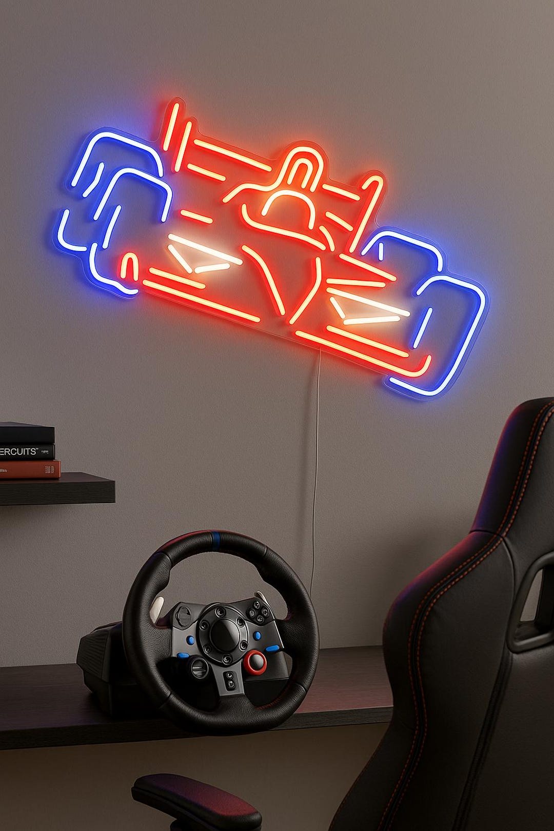 Racing Car LED Neon Sign – Handmade Motorsport Wall Light, Formula ...