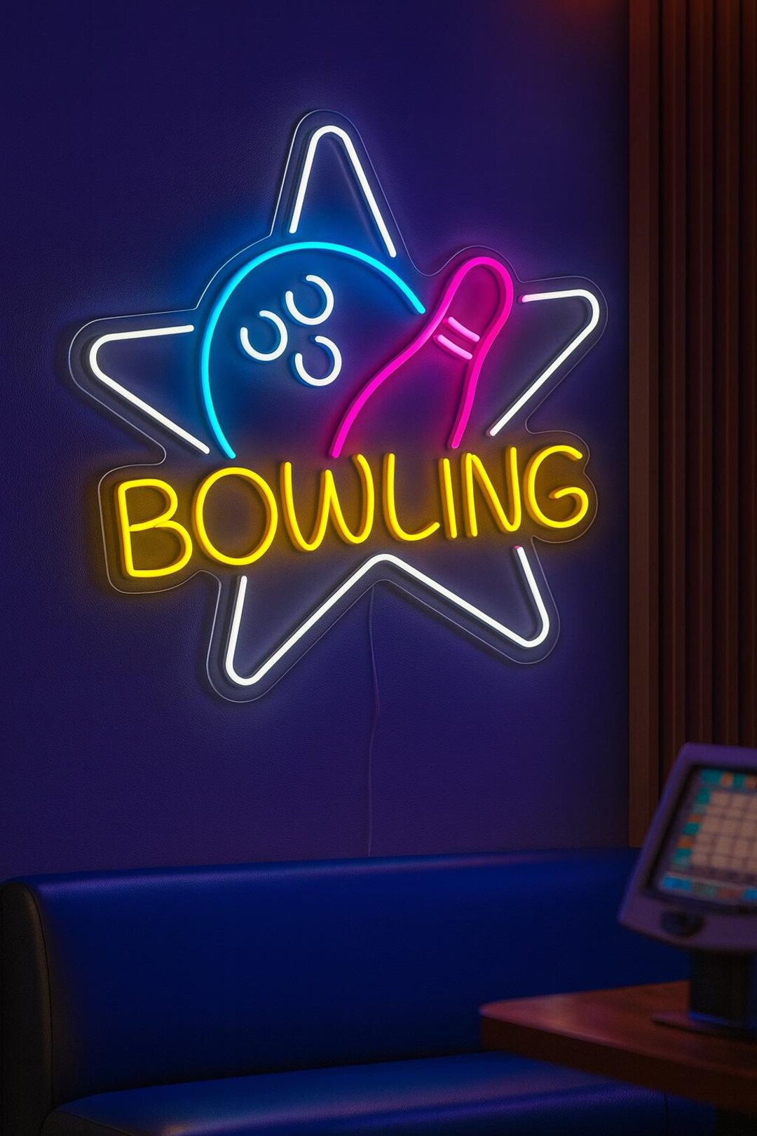 BOWLING Neon Sign • Bowling Alley Wall Light • Game Room LED Art • Bar ...