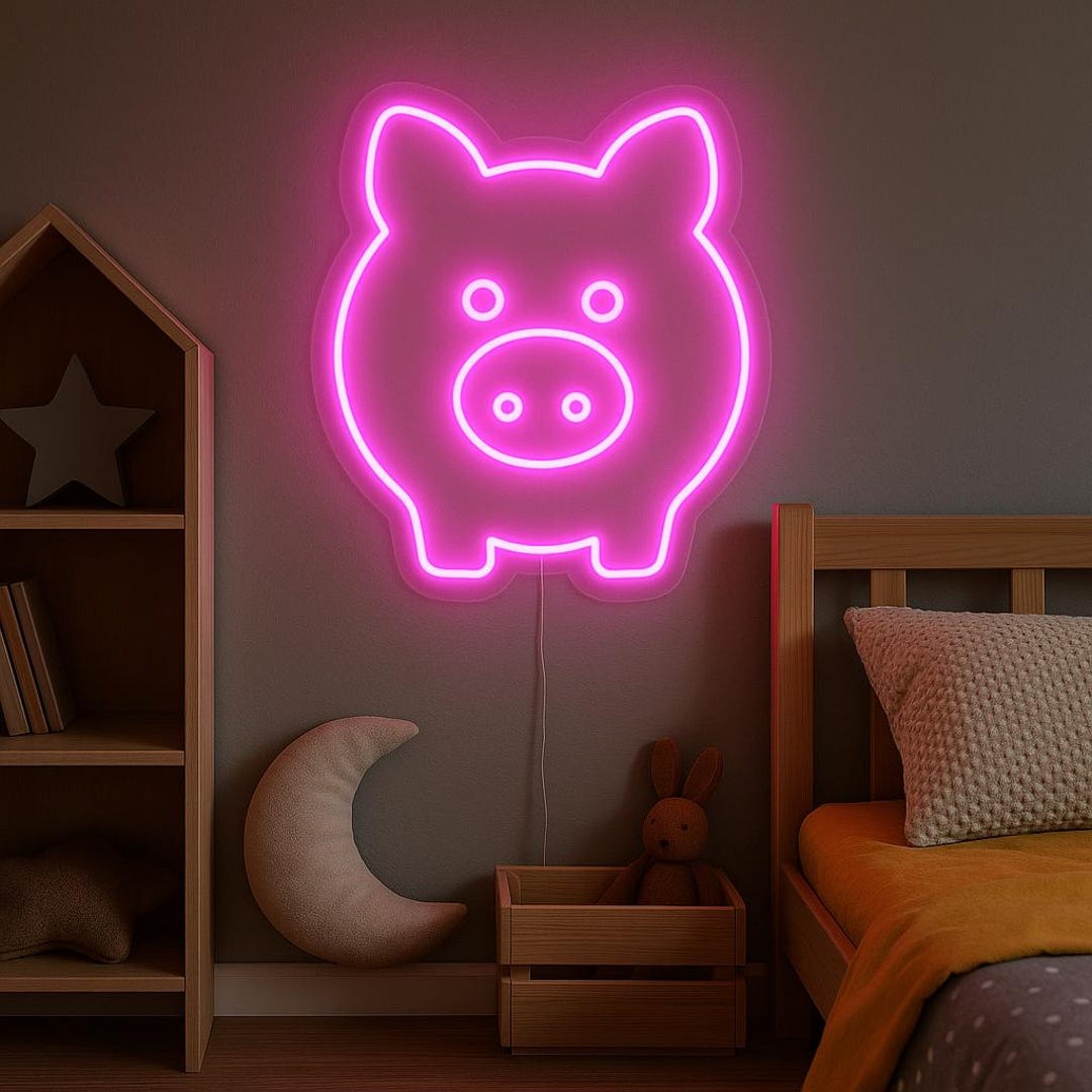 Pig Neon Sign – Playful Handmade LED Wall Light, Fun Animal Decor for ...