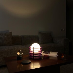 Space Age Table Lamp: Purple Desk Light, Geometric Modern Lighting - Etsy