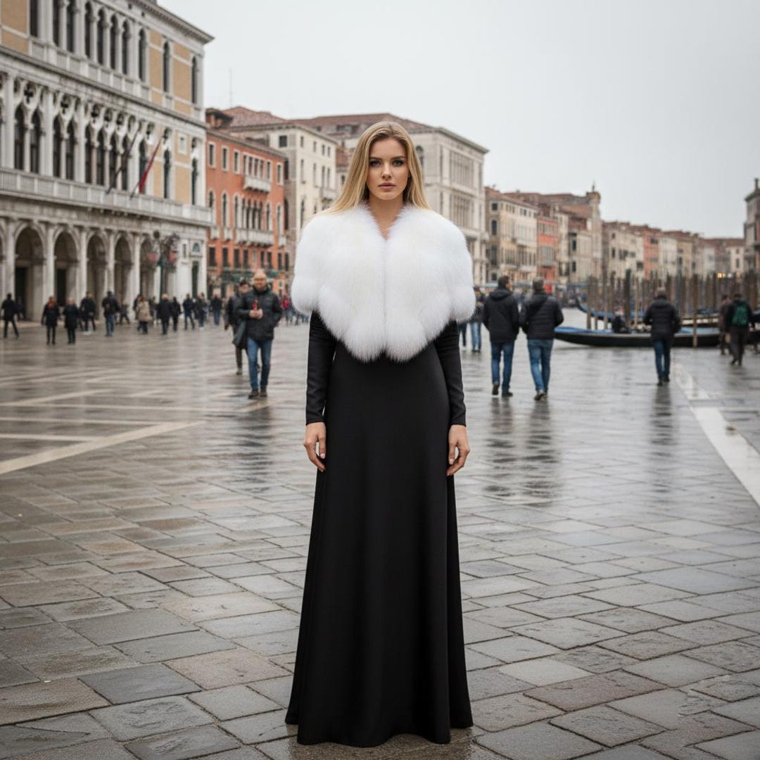 Luxurious White Fox Fur Shawl Stole - Bridal Cape Wrap Women Fur Shaw ...