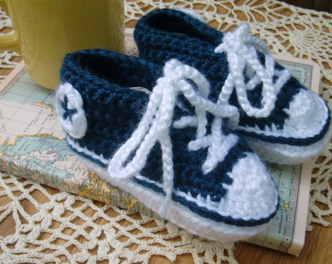 Blue and White Crochet Baby Converse/chuck Taylor Booties - Etsy