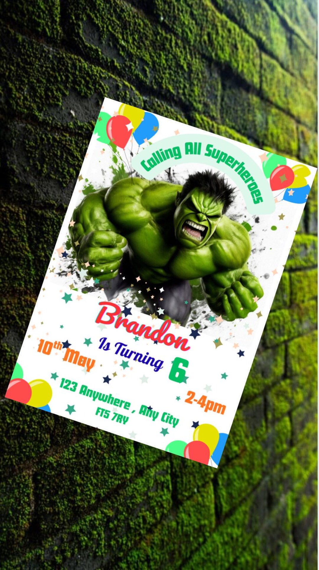 Hulk Birthday Party Invitation: Super Hero, Template Canva Editable ...