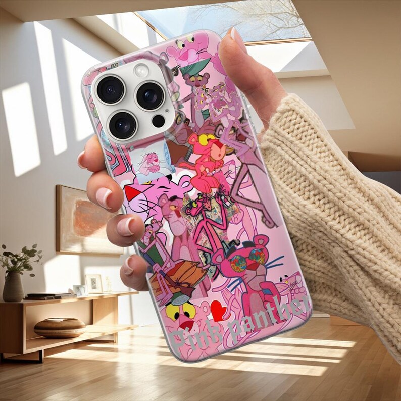 Pink Panther Love Phone Case Cute Cartoon Heart Design Retro 2000s ...
