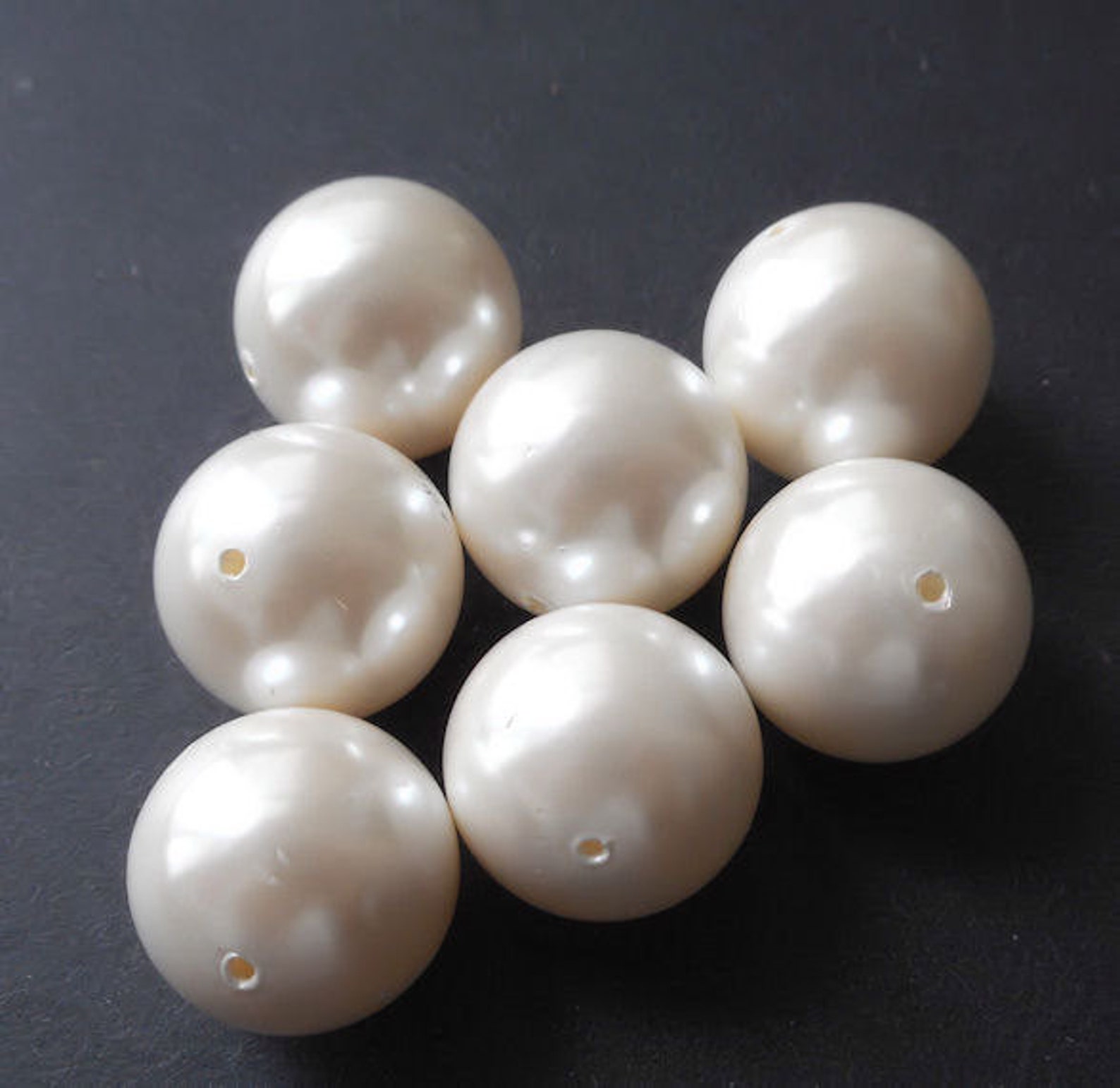 6pcs-12mm Black Round Sea Shell Pearl Loose Beads- White Available - Etsy