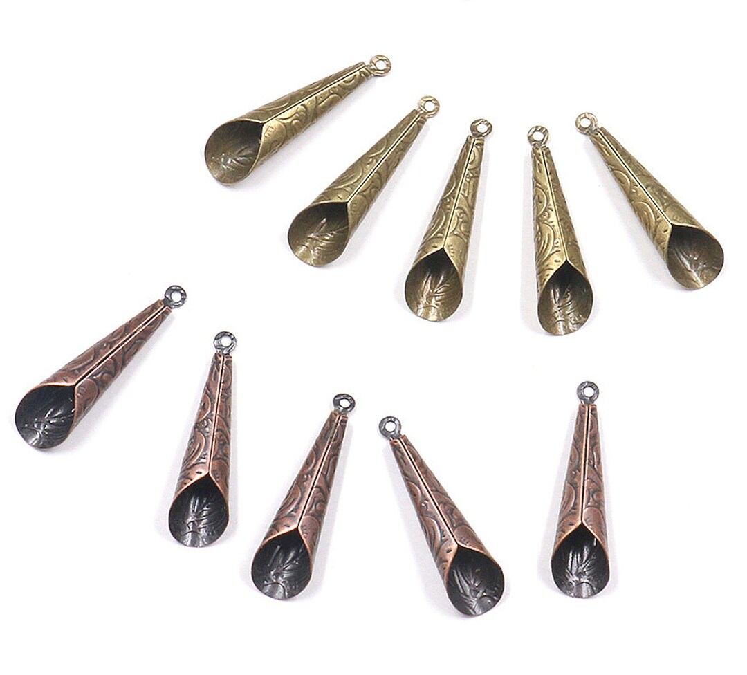 6pcs- 32mmx8mm Long Cone End Caps, Long Cone Tassel Caps, Earring Caps ...