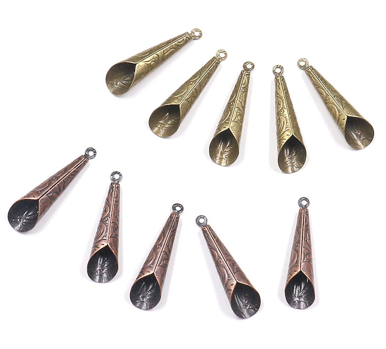 6pcs-32mmx8mm Red Copper Tone Long Cone End Caps Long Cone - Etsy