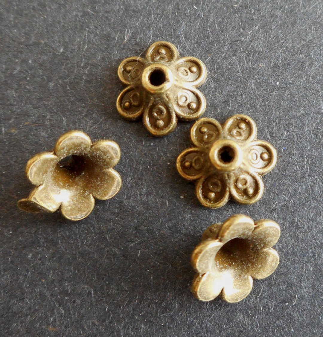 14pcs-brass Flower Bead Cap-antique Brass Metal Bead Cap-alk 2326 - Etsy