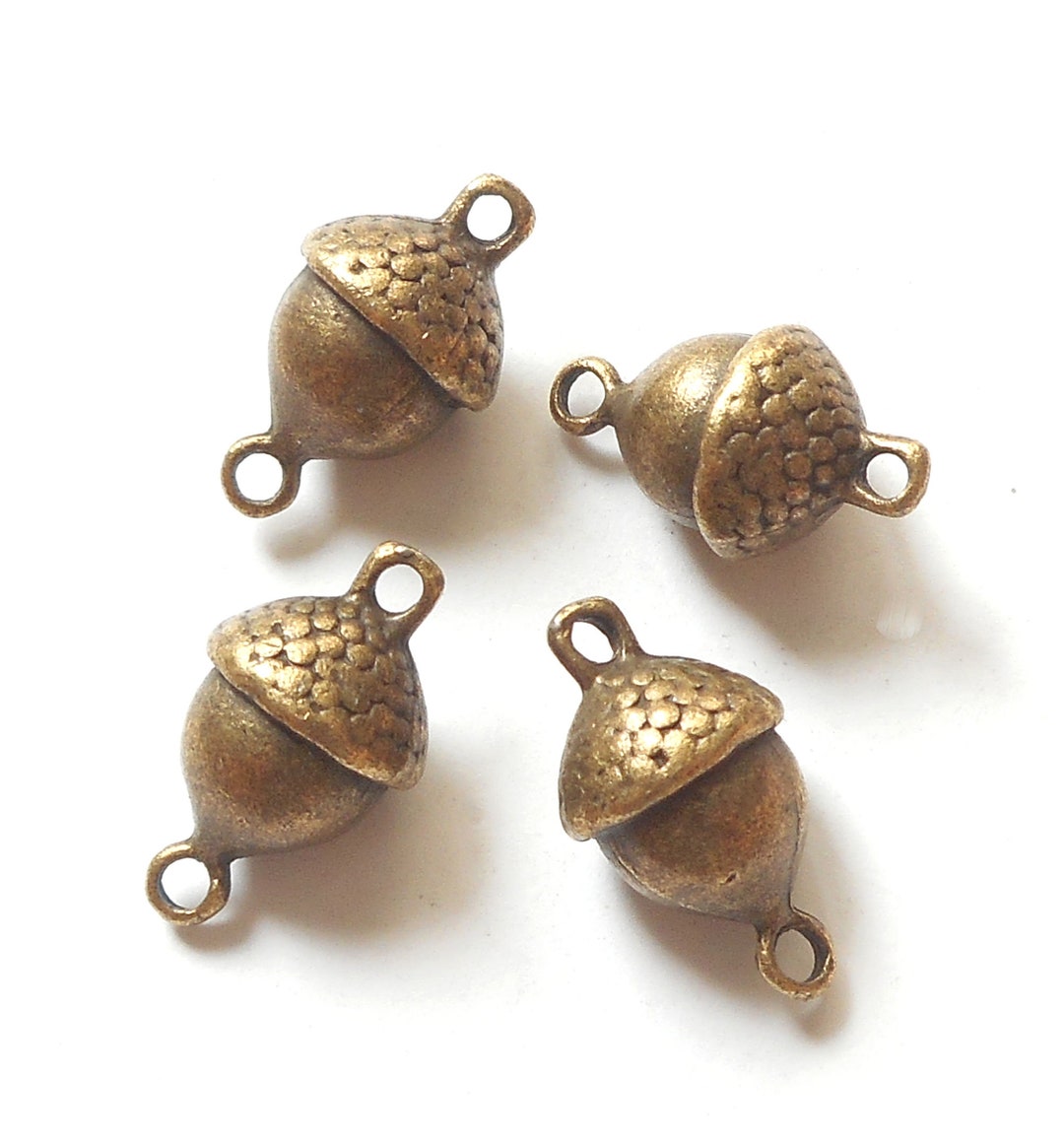 6pcs-2 Loop Connector-3d Bronze Tone Acorn Connector-silver - Etsy