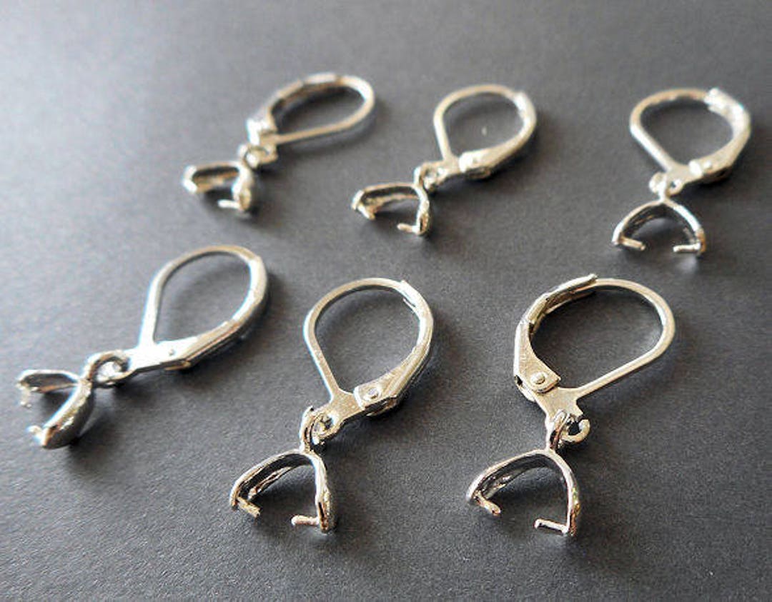 10pcs-silver Tone Lever Back Earring Hoop W/ Pinch Bail-more Colors - Etsy