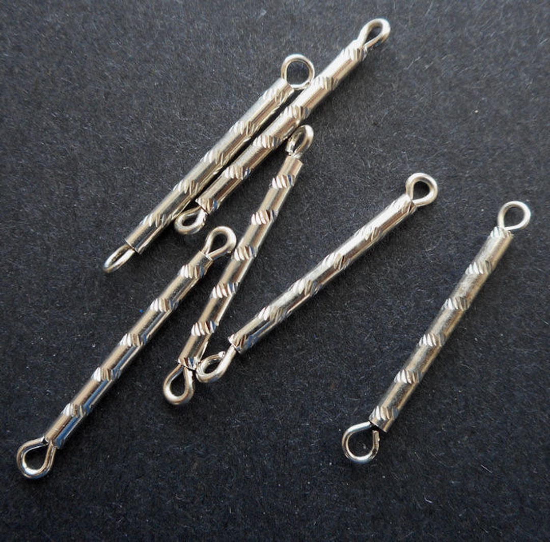 20pcs-2 Loop 1 Long Tube Connector Silver Tone - Etsy
