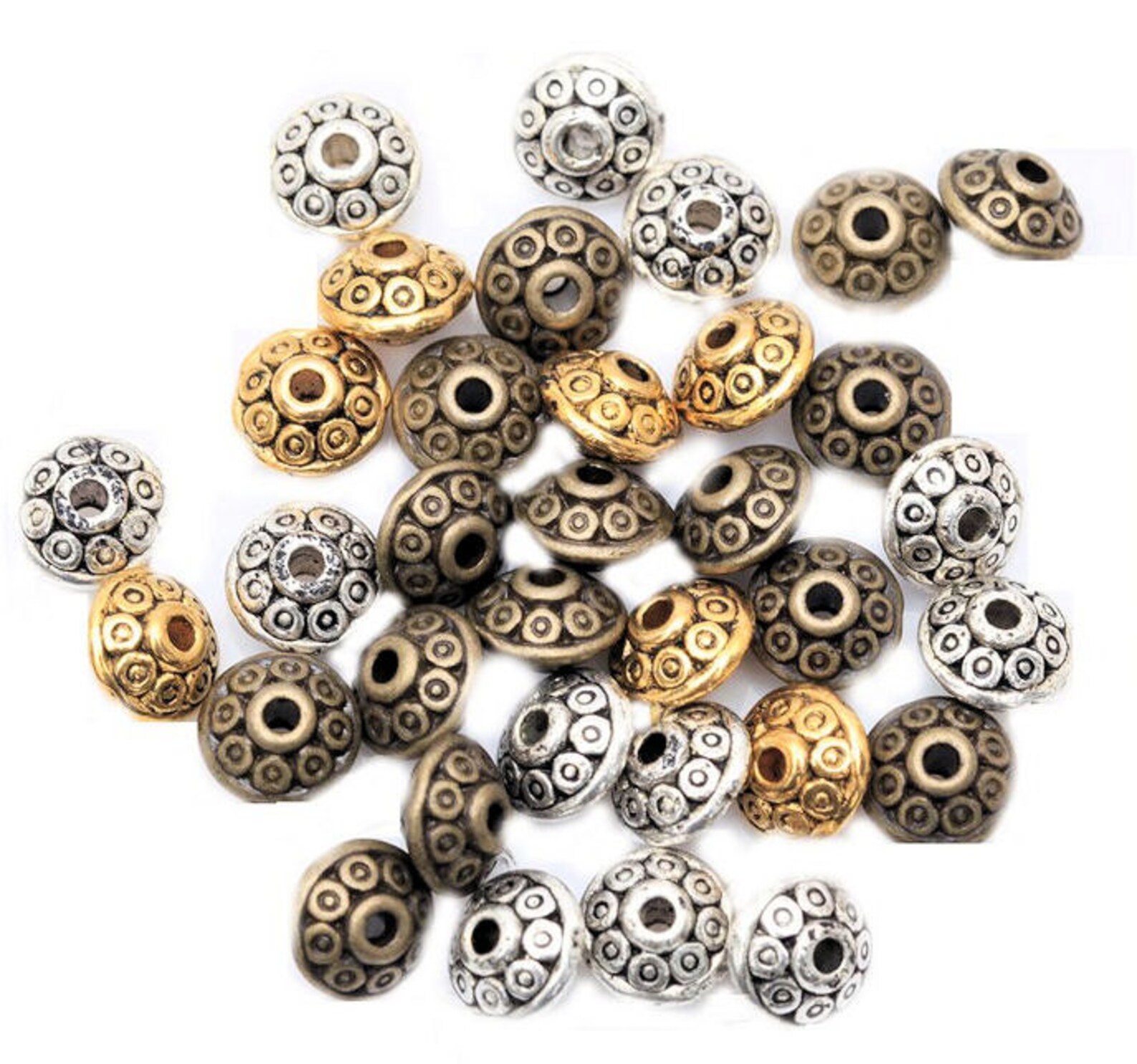 20pcs-bronze Tone Bicone Beads, Antique Brass Charm Beads, Spacer Beads ...