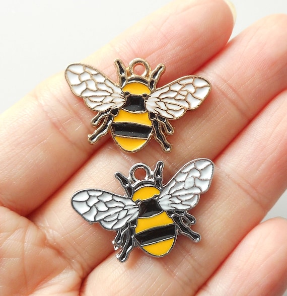 4pcs-26mmX17mm enamel Bee charm-pick the color | Etsy