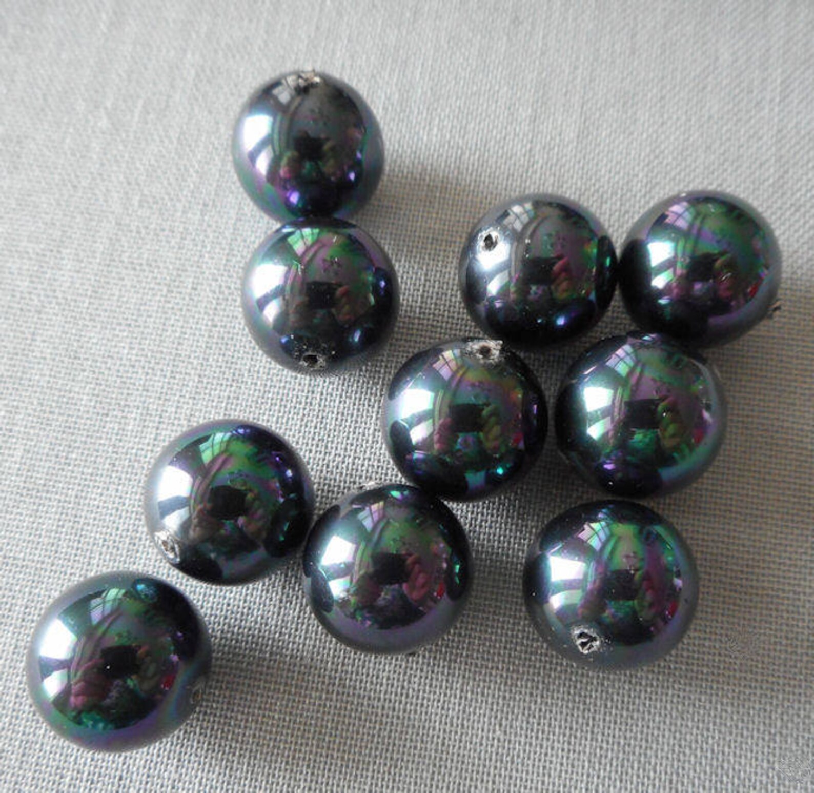 6pcs-12mm Black Round Sea Shell Pearl Loose Beads- White Available - Etsy