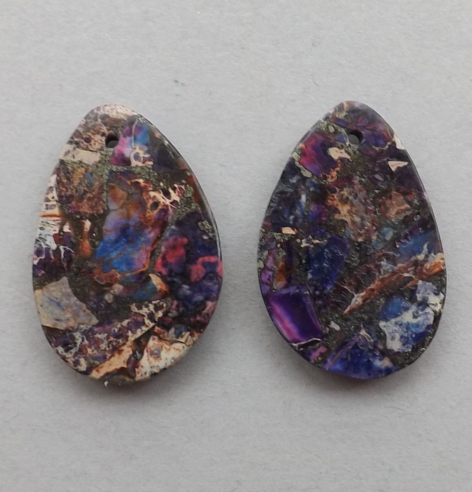 Purple Emperor Jasper gemstone Earring beads1 pair | Etsy