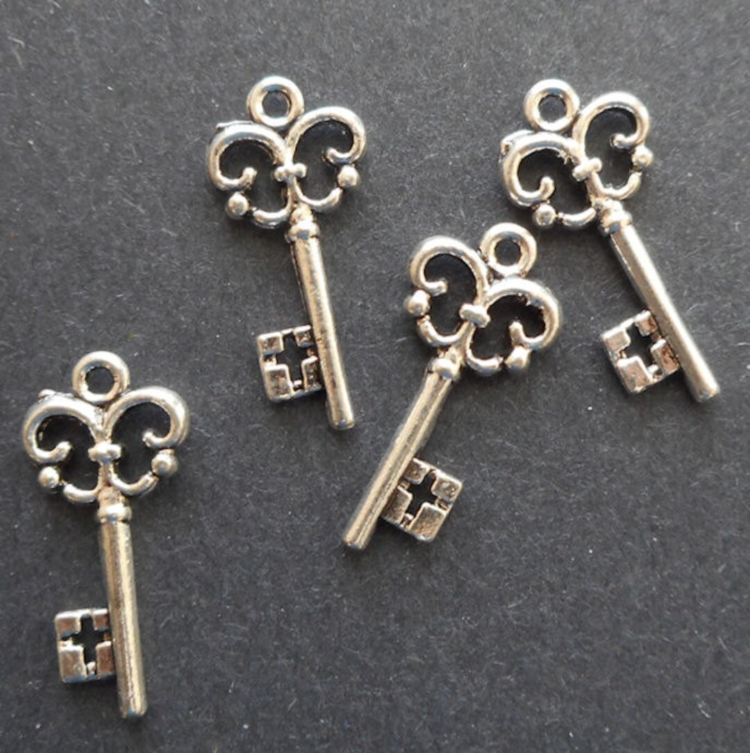 10pcs-silver Key Charm-1 Loop Antique Silver Metal Key Charm - Etsy