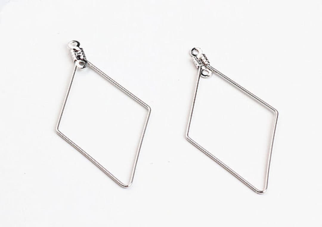 4pcs-2 Loop 47mmx23mm Silver Tone Diamond Earring Loop - Etsy