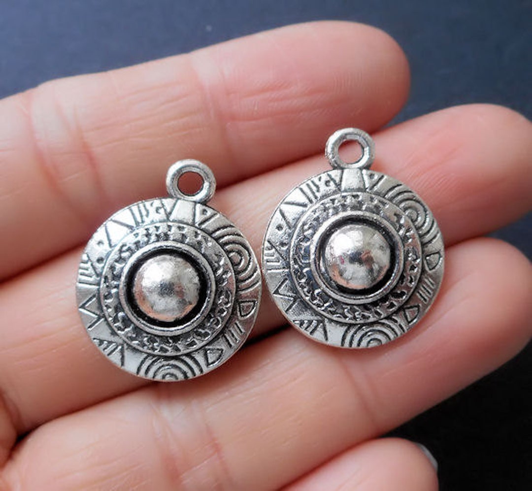 6pcs-1 Loop Round Charm-antique Silver Round Charm Pendant - Etsy