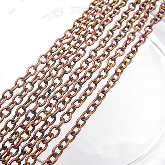 1 Metre 39 Length-antique Red Copper Tone Link Chain | Etsy