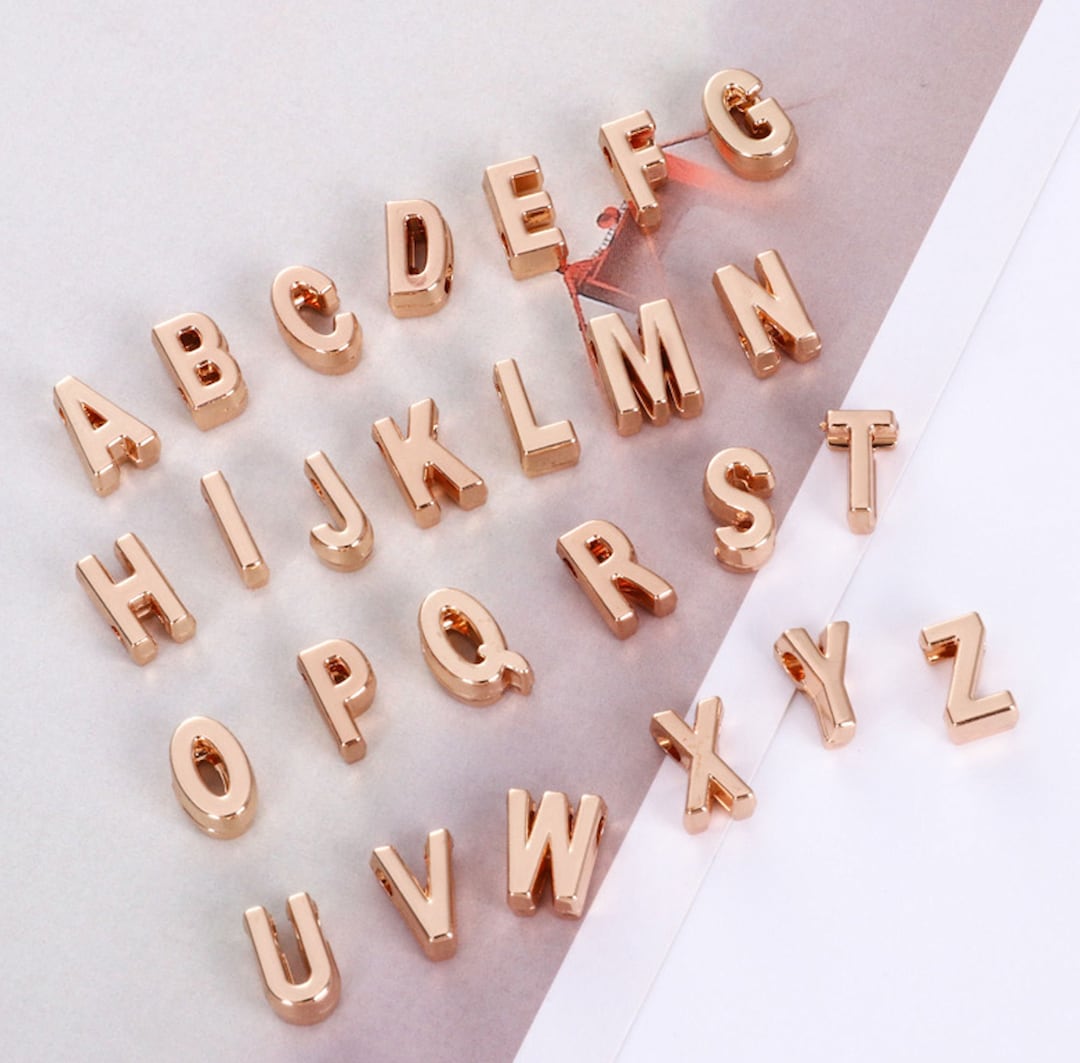 26 Alphabet Letters Set-2.5mm Hole Gold Plated 3D Letter Beads-more ...