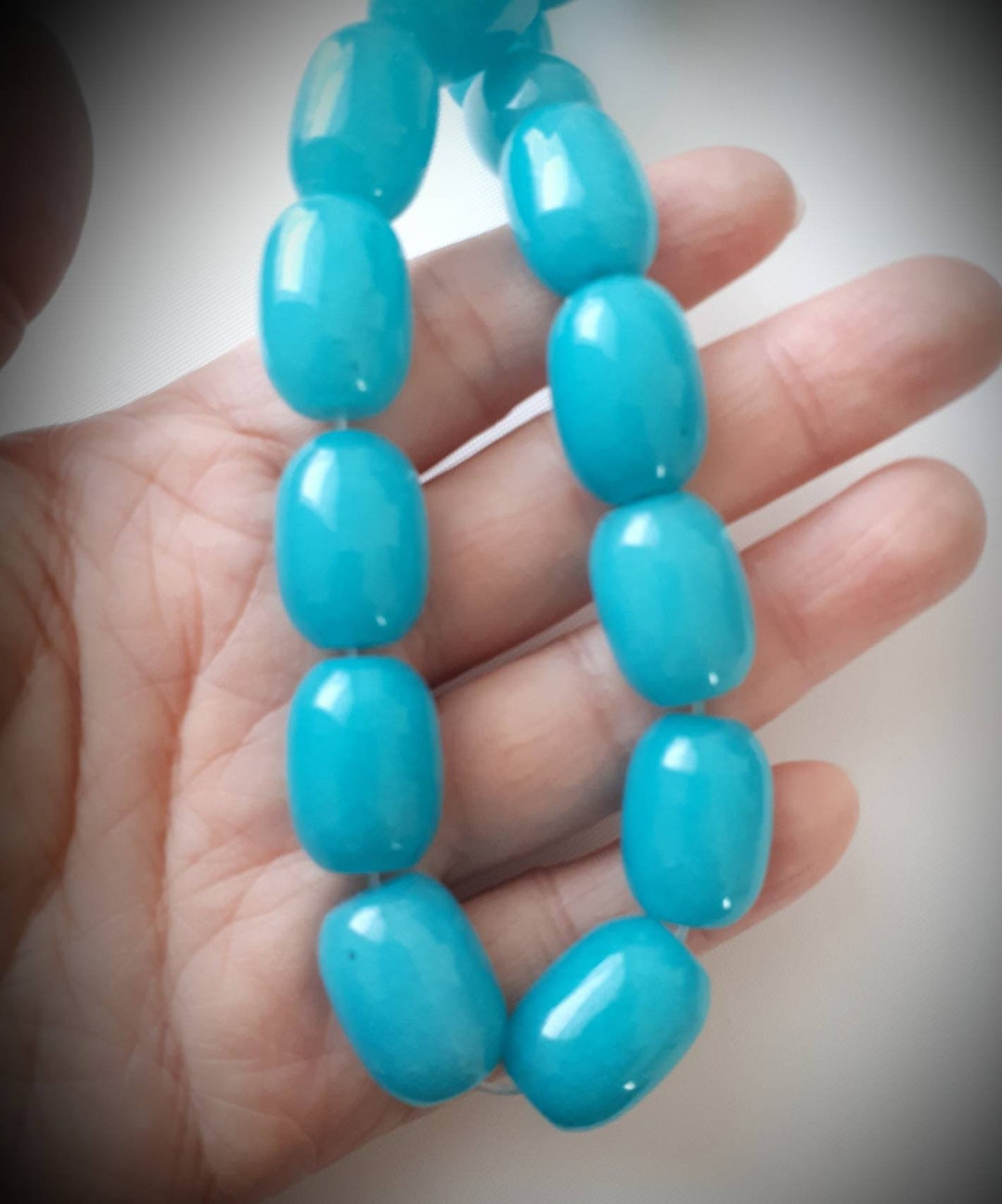 4pcs-chunky Teal Blue Jadeite Gemstone Barrel Beads - Etsy
