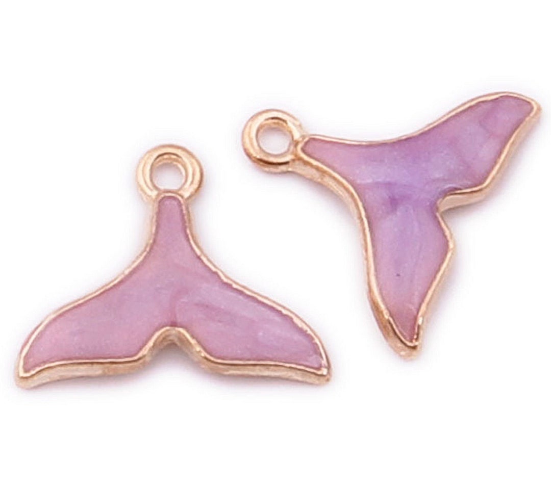 6pcs-or ton émail violet queue de baleine charme, émail queue de ...