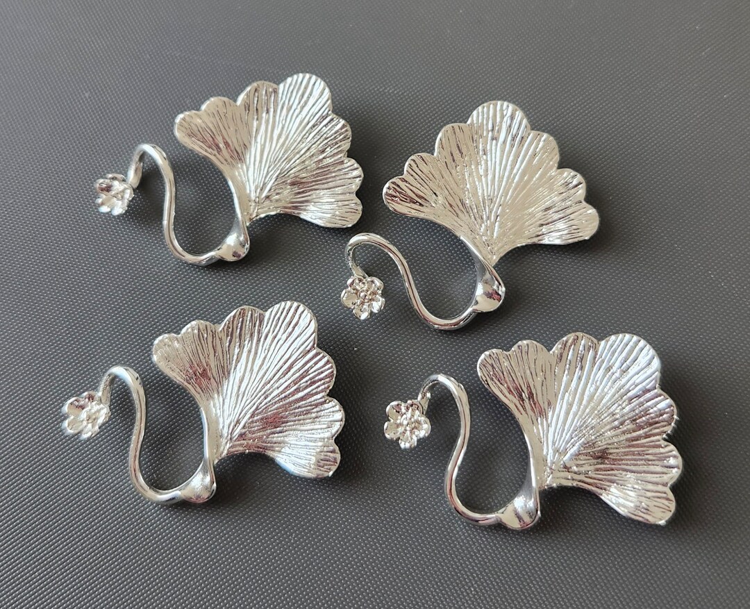 2pcs-4-strand Silver Tone Ginkgo Leaf Clasp, Silver Leaf Connector ...