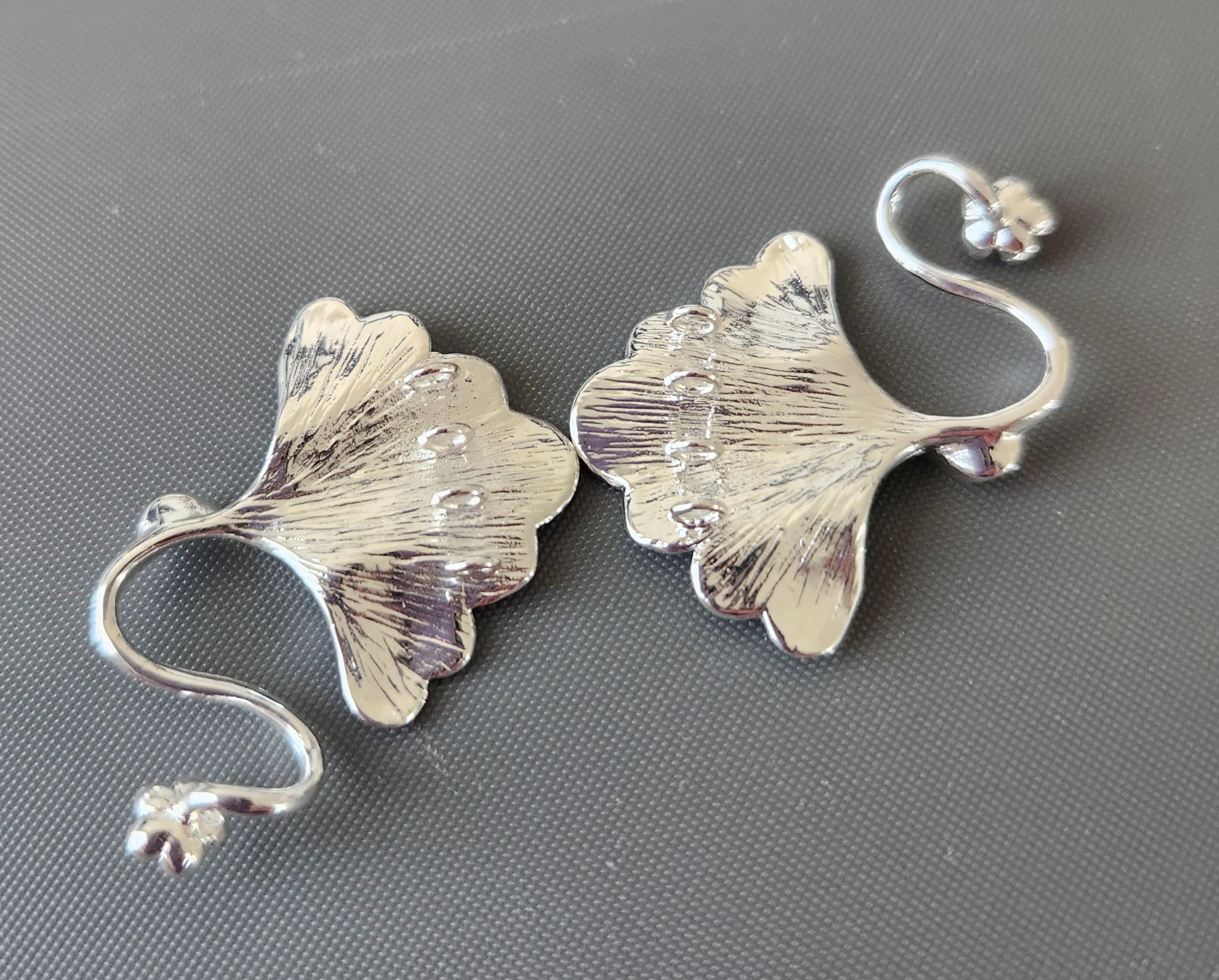 2pcs-4-strand Silver Tone Ginkgo Leaf Clasp, Silver Leaf Connector ...