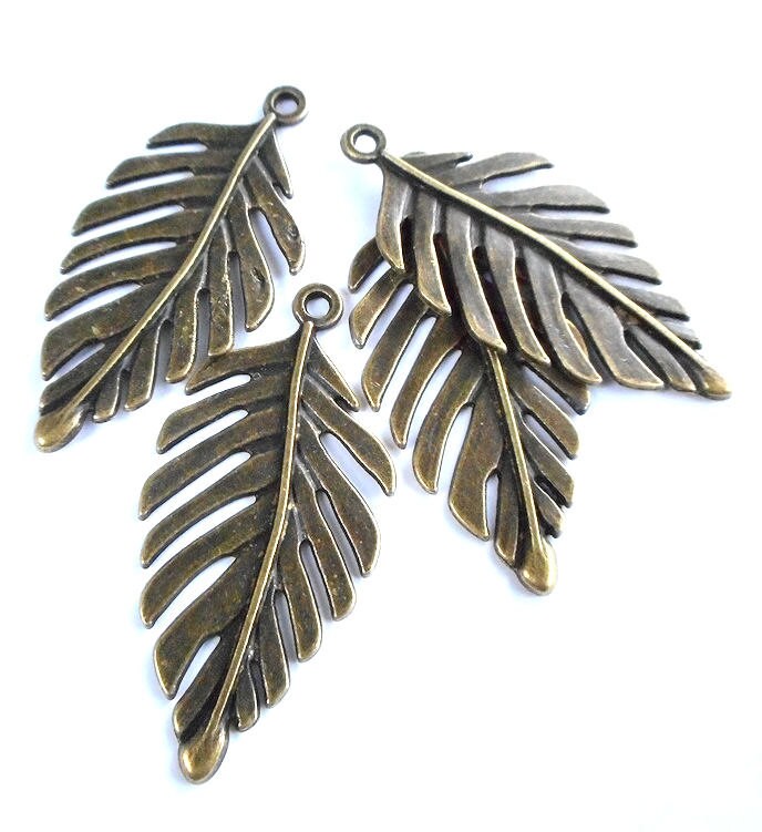 4pcs-2 Filigree Leaf Charm-antique Brass Meta Leaf Charm - Etsy