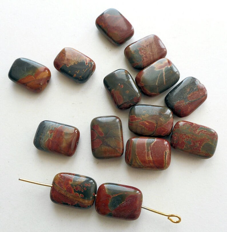 10pcs-rectangle natural Autumn Jasper Picasso Jasper gemstone | Etsy