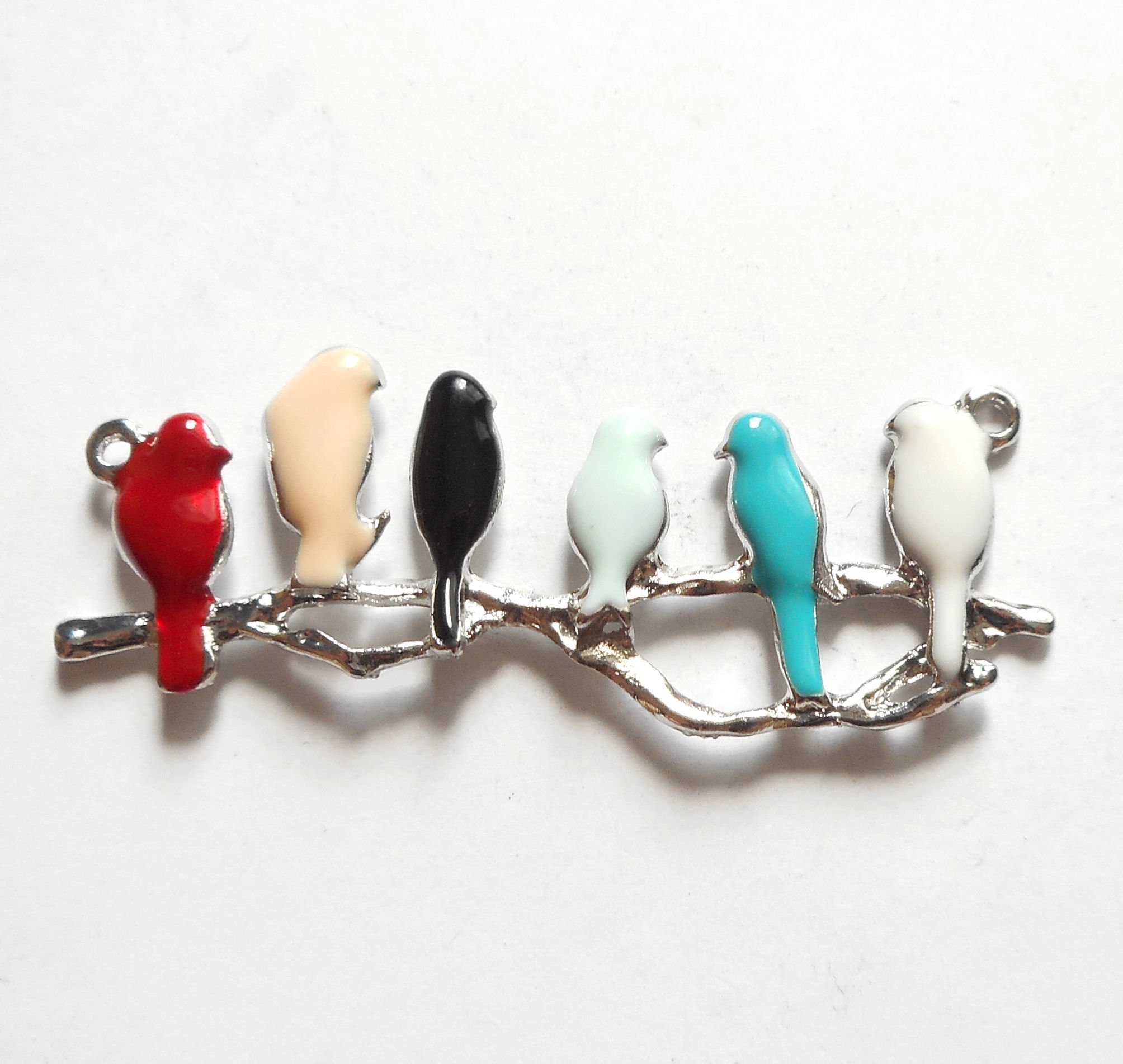 1pc-2.5 silver tone colorful enamel Bird pendant-2 loop | Etsy