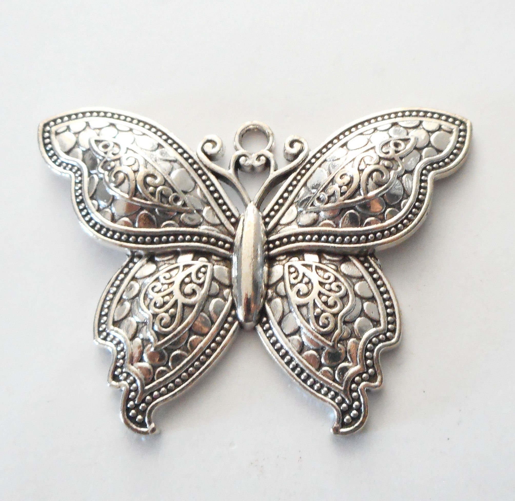 1pc-3" Large Silver Tone Butterfly Pendant-patina Available - Etsy