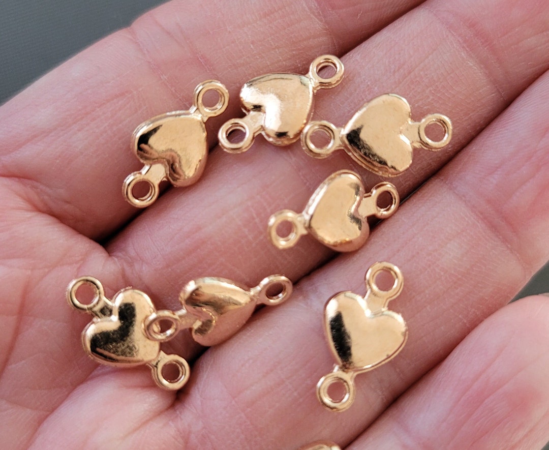 6pcs-2 Loop Gold Tone Heart Connector- Bracelet Connector, Earring ...