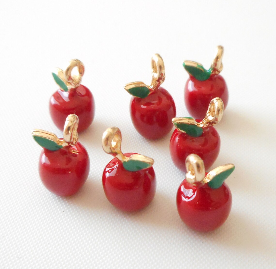 6pcs-3D red enamel red Apple Charm enamel red Cherry charm | Etsy